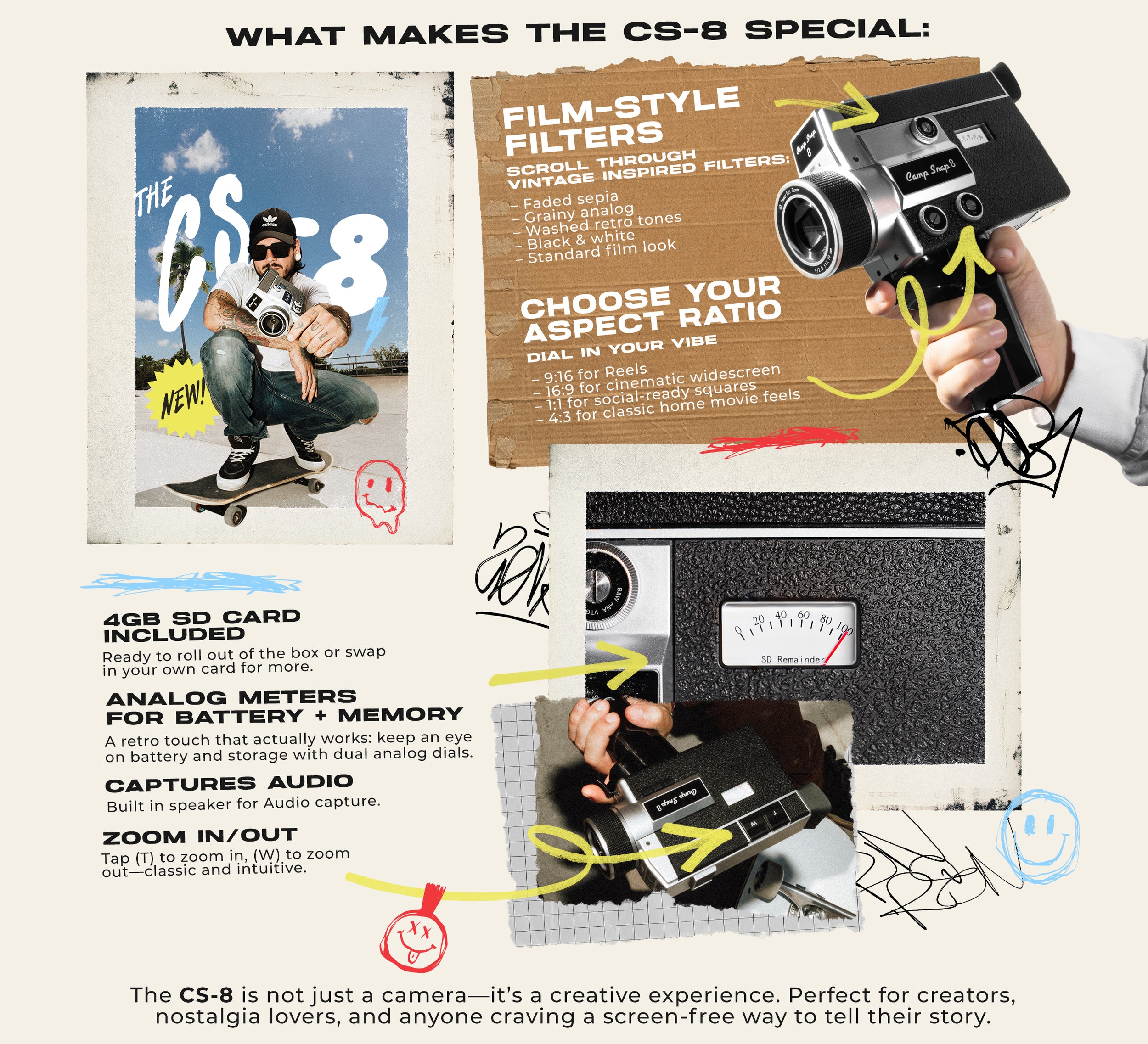 CS8 Point and Shoot Video Camera | Camp Snap